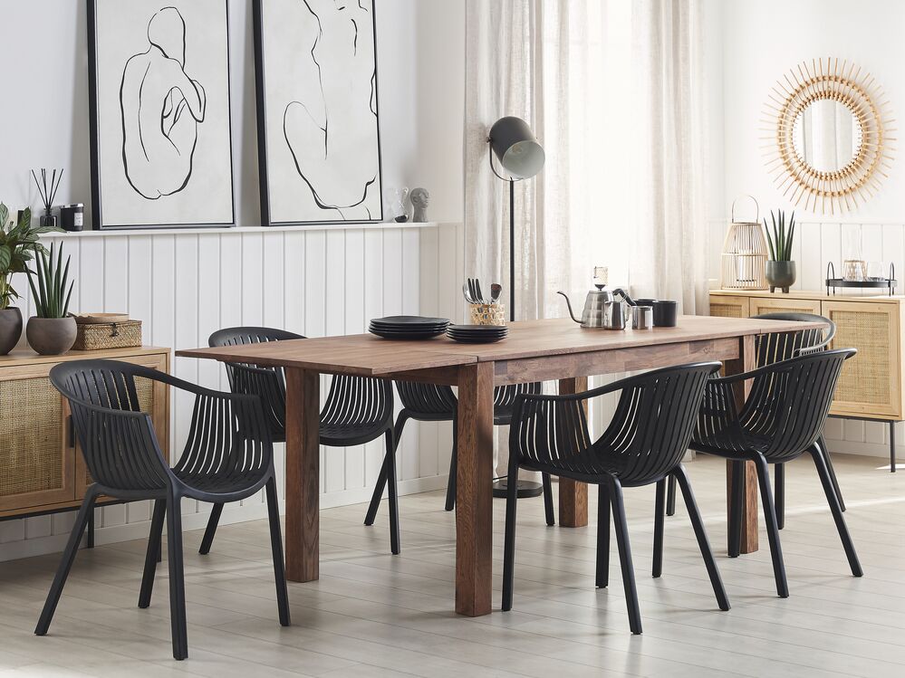 Eettafel hout donkerbruin 150/240 x 85 cm verlengbaar MAXIMA | Gratis ...