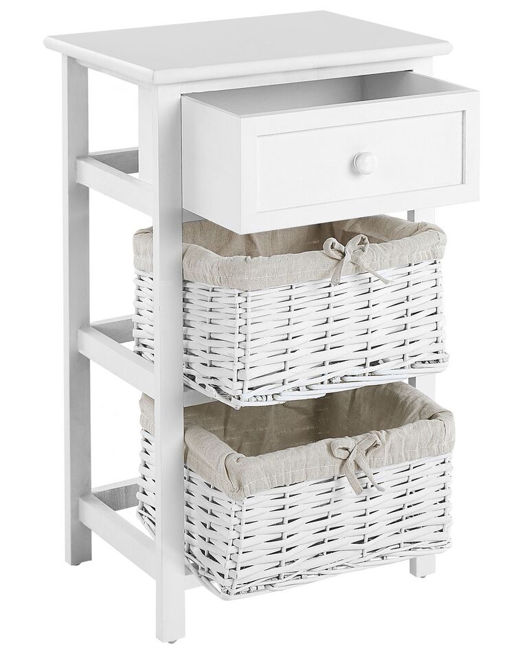 2 Basket Bedside Table White FLOWELLA | Beliani.fi