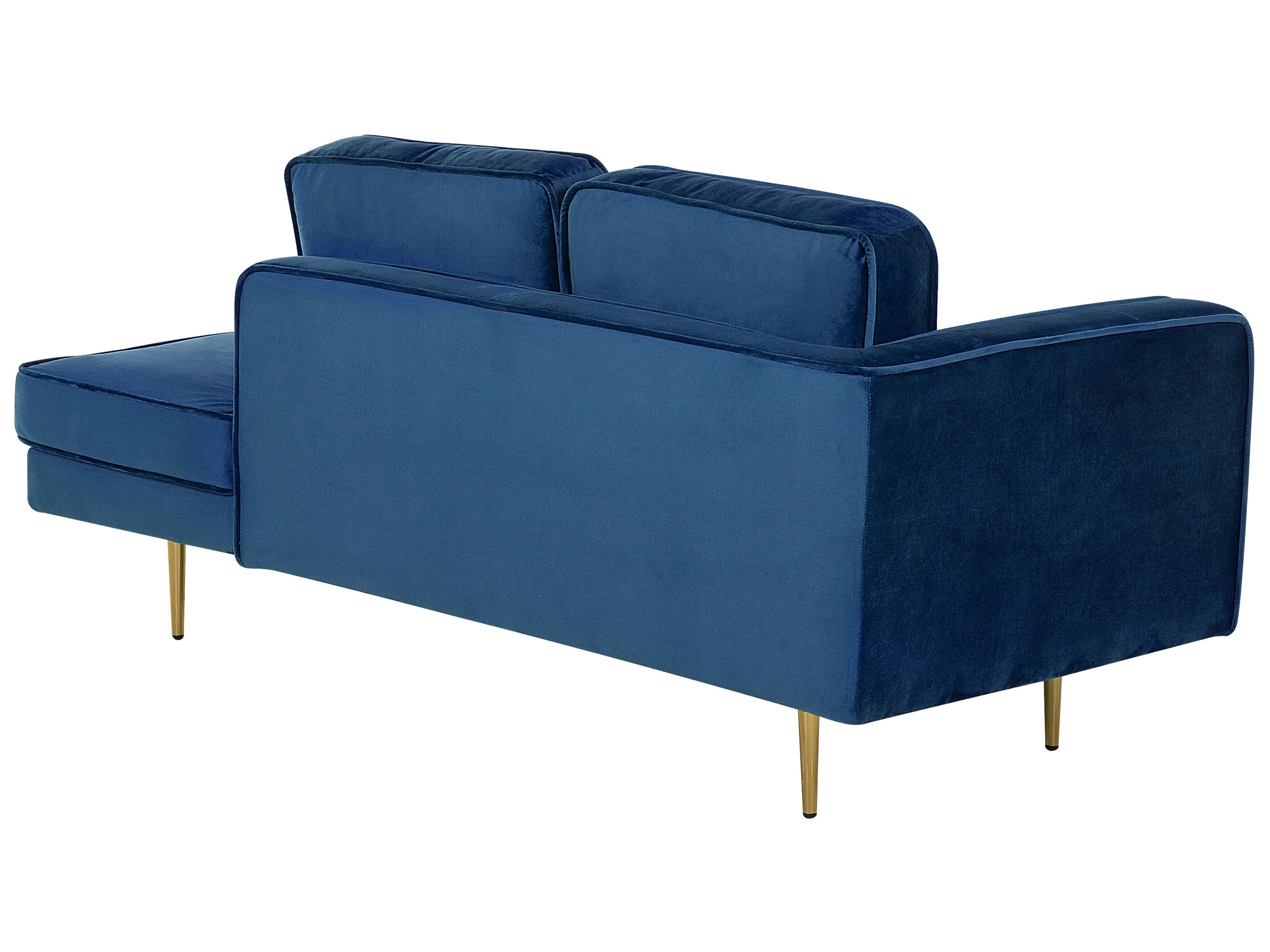 Left Hand Velvet Chaise Lounge Navy Blue MIRAMAS | Beliani.co.uk