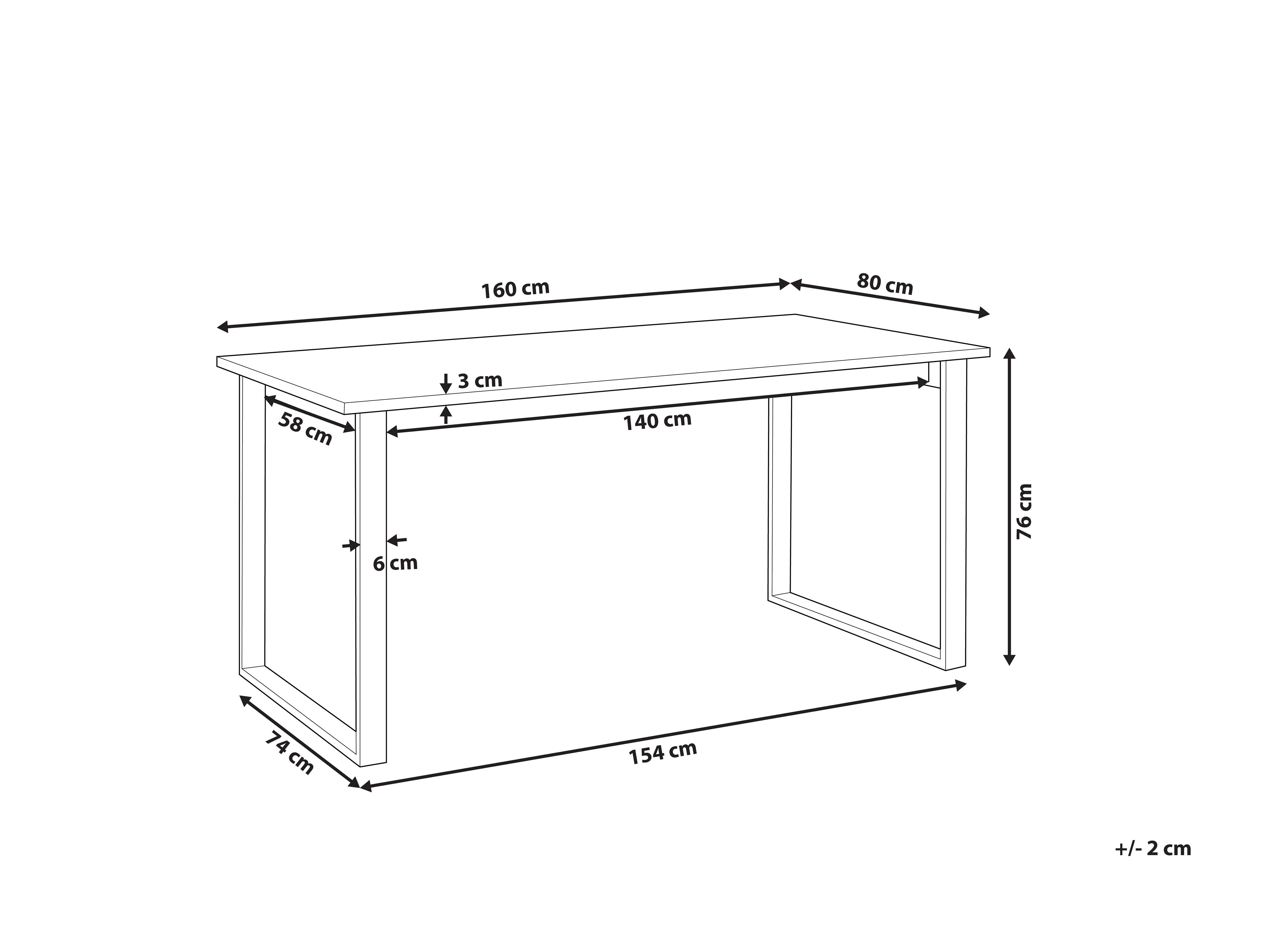 Dining Table 160 x 80 cm Dark Wood with Black BERLIN | Beliani.co.uk
