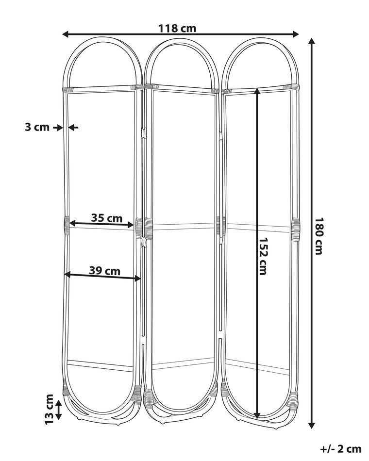 Biombo com 3 painéis em rattan natural e preto 118 x 180 cm CORTONA ...