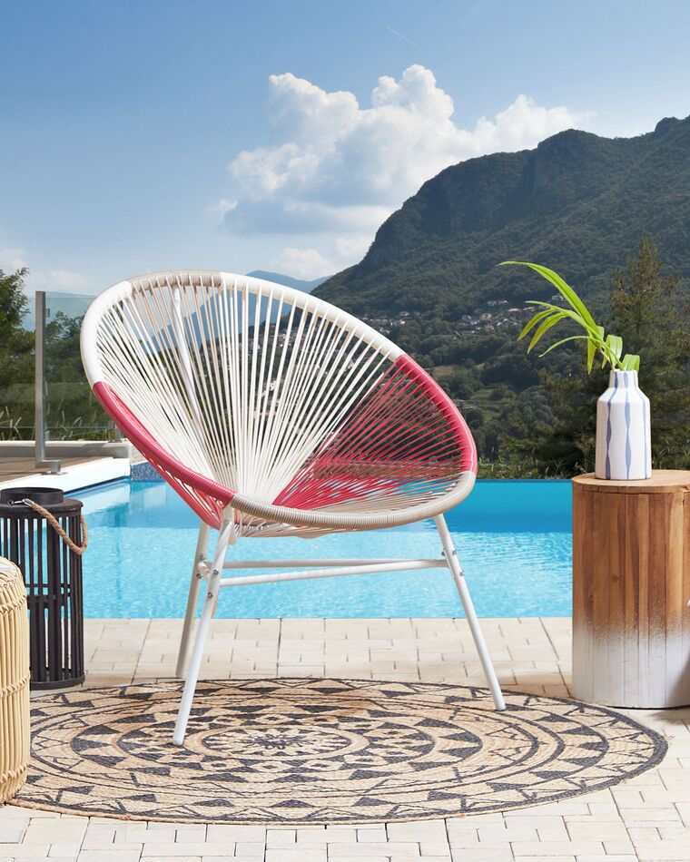 PE Rattan Accent Chair Multicolour Pink ACAPULCO | Beliani.co.uk