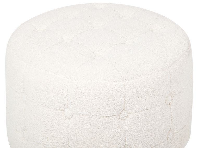 Boucle Pouffe Footstool White TAMPA | Beliani.co.uk