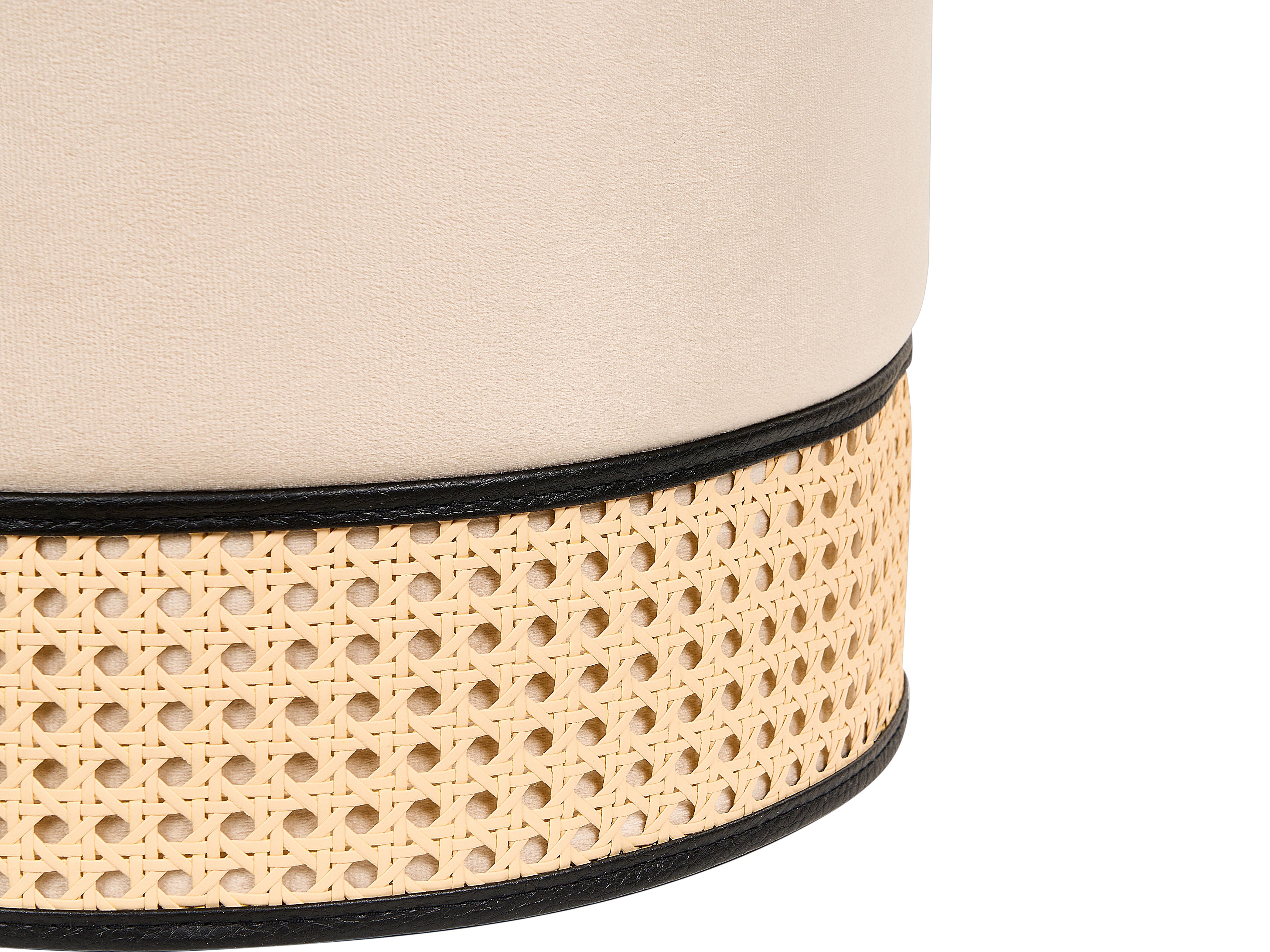 Velvet Pouffe Cream YANKTON | Beliani.co.uk