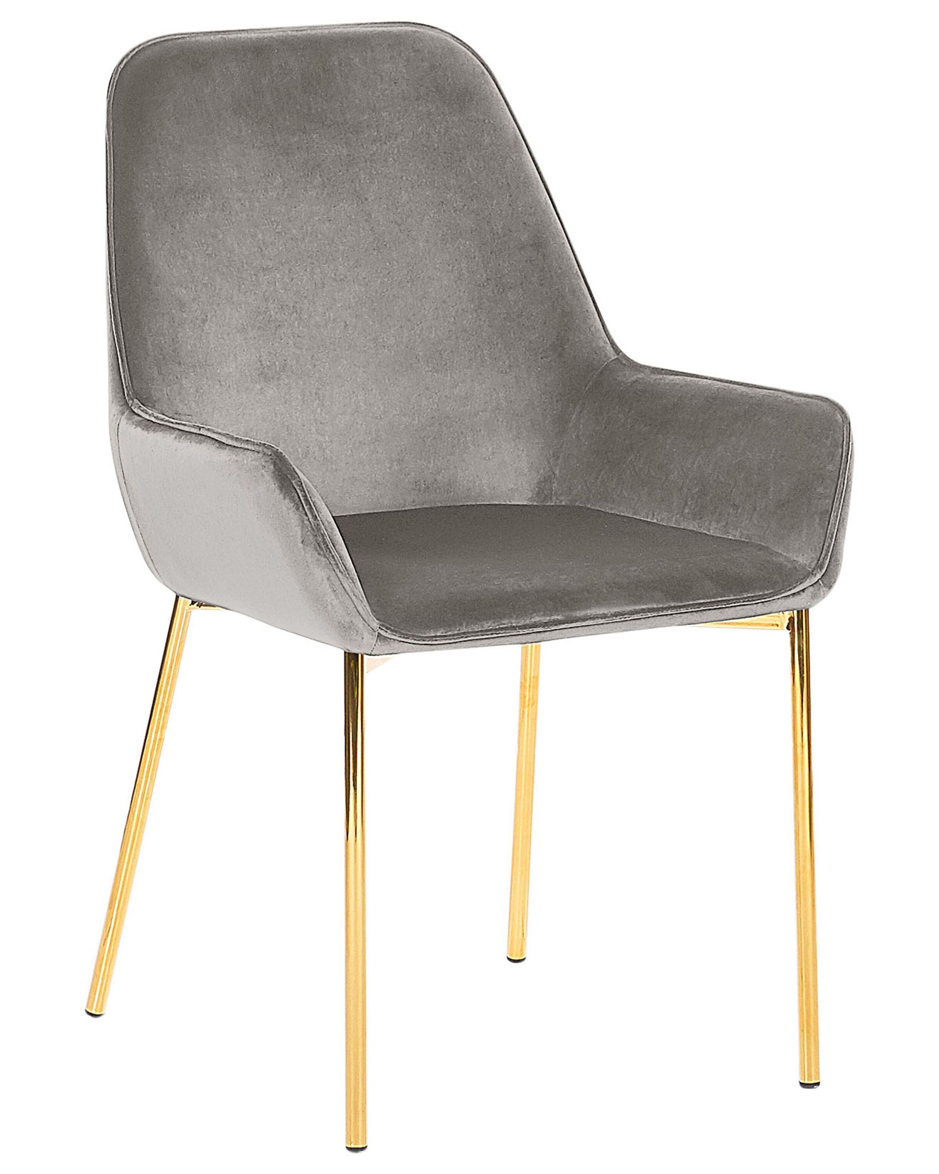 Zestaw 2 krzeseł do jadalni welurowy szary LOVERNA | Beliani.pl