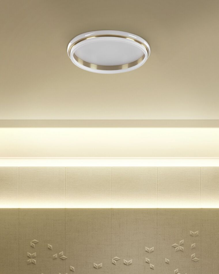 Taklampe LED ø 42 cm metall hvit/gull TAPING | Beliani.no