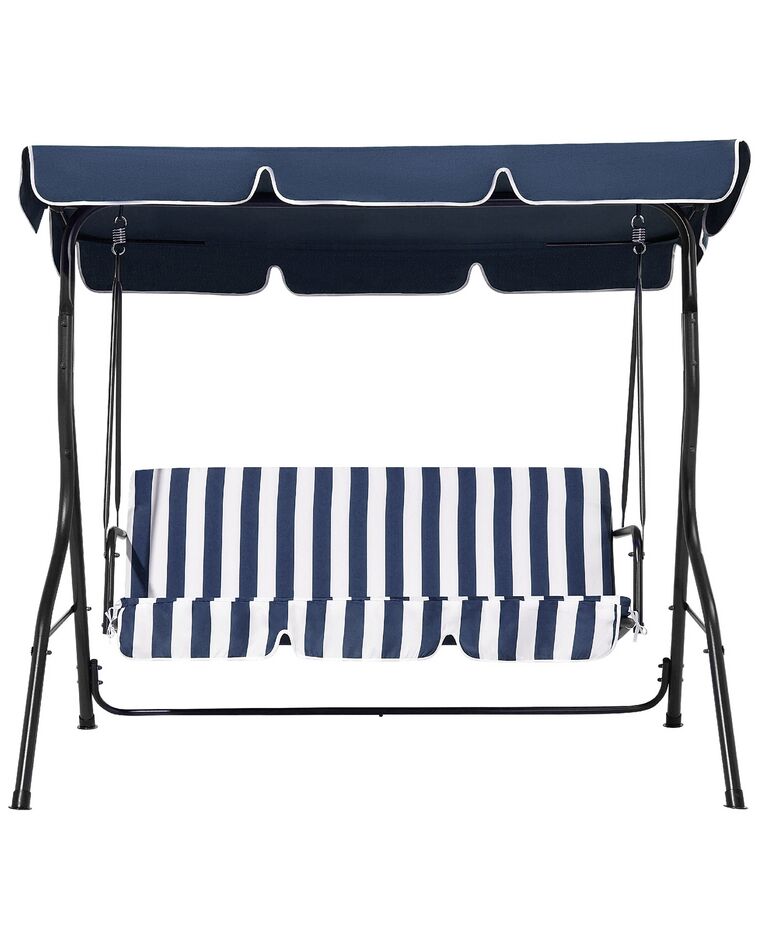 3 Seater Garden Swing Blue and White CHAPLIN | Beliani.co.uk