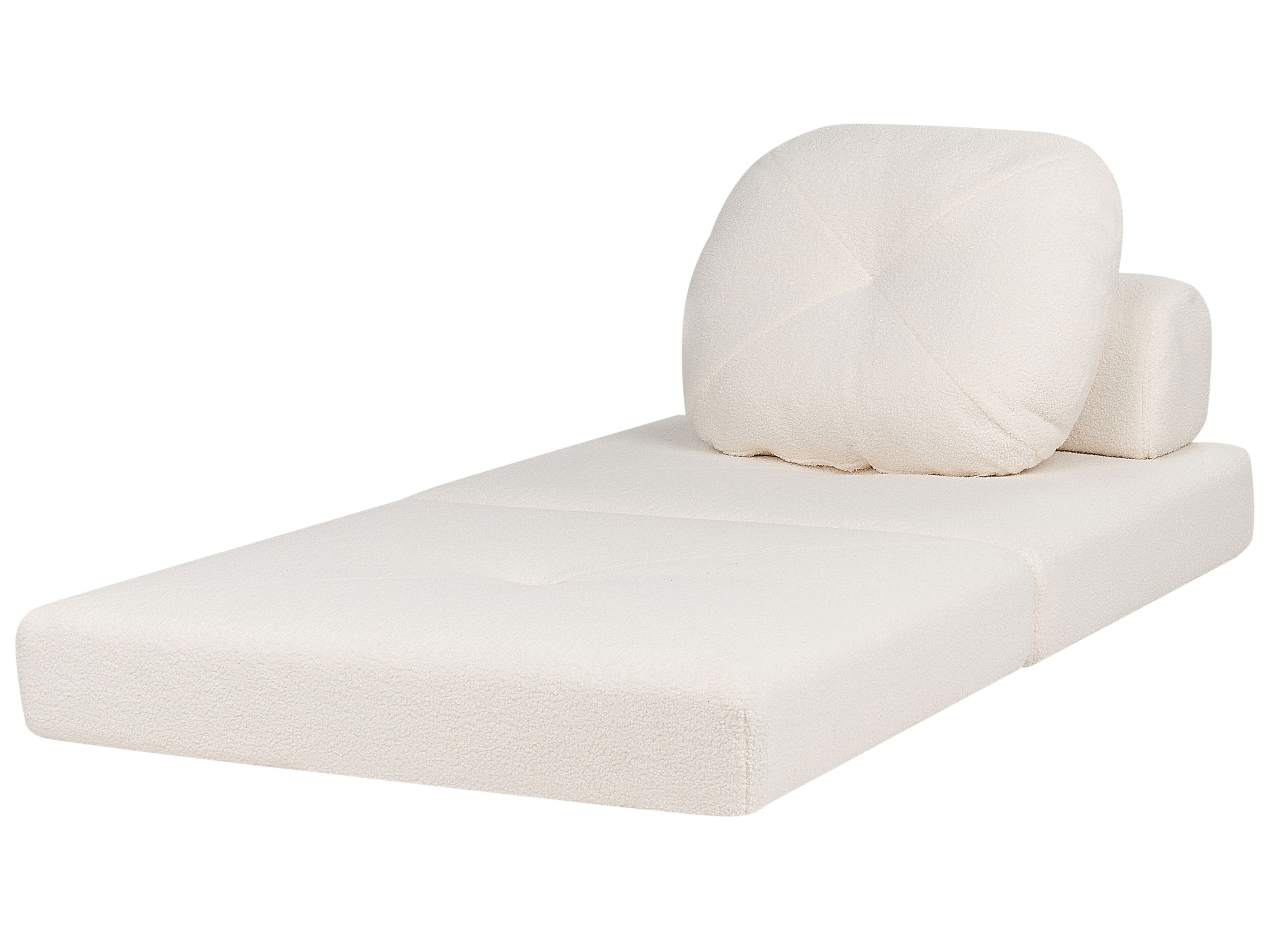 Boucle Single Sofa Bed White OLDEN | Beliani.co.uk