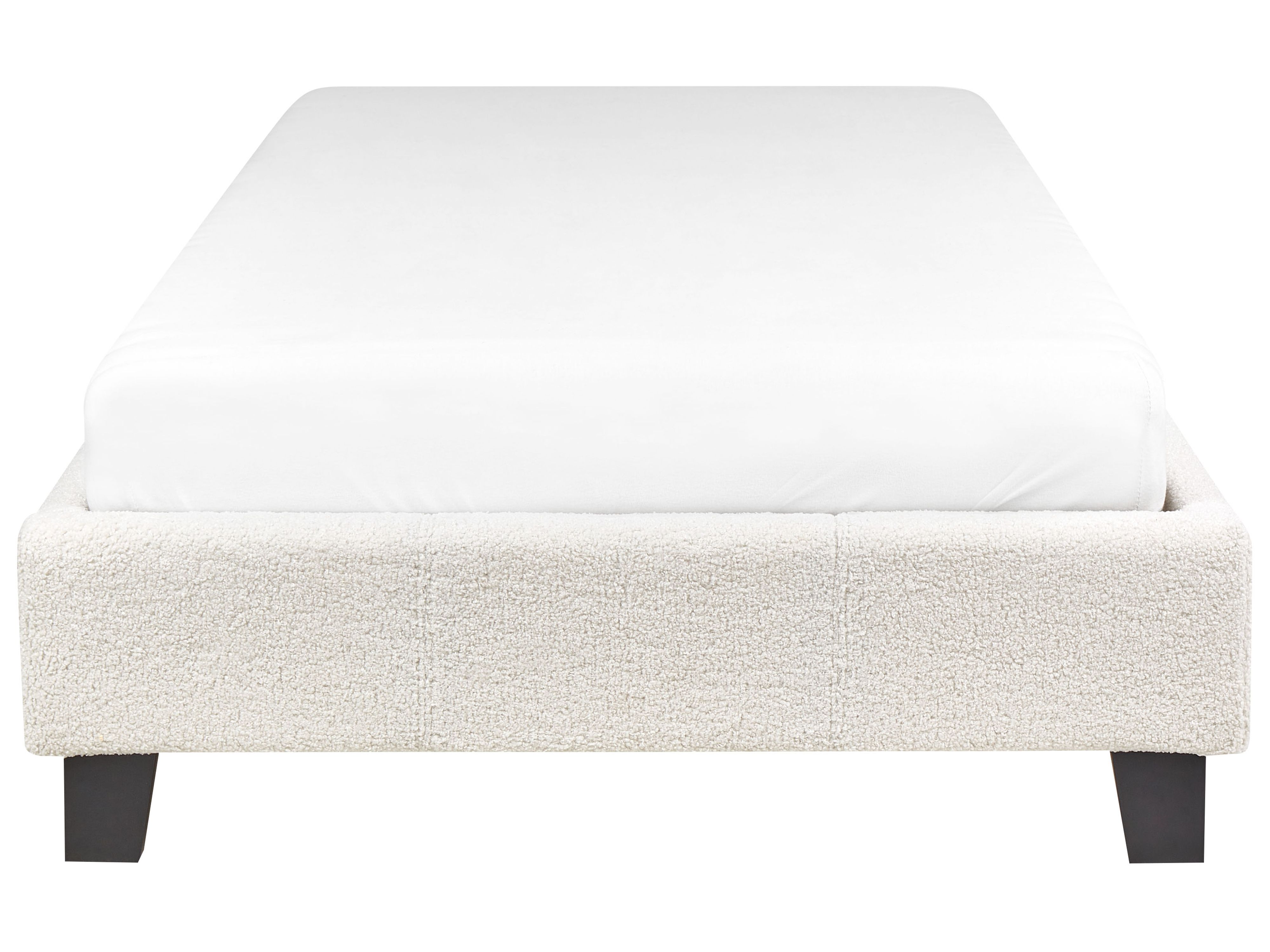 Cama de solteiro em tecido bouclé creme 90 x 200 cm ROANNE | Beliani.pt