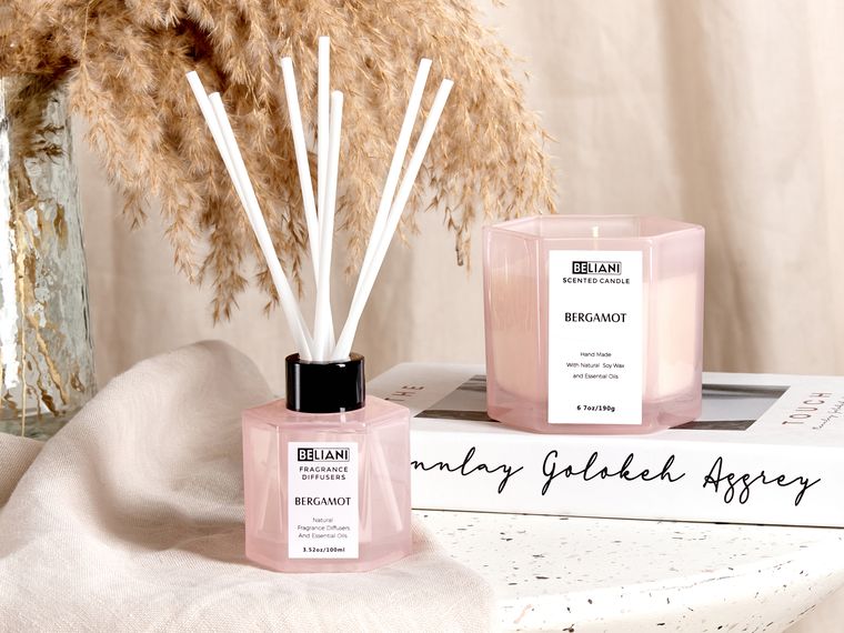 Soy Wax Candle and Reed Diffuser Scented Set Bergamot CLASSY TINT ...