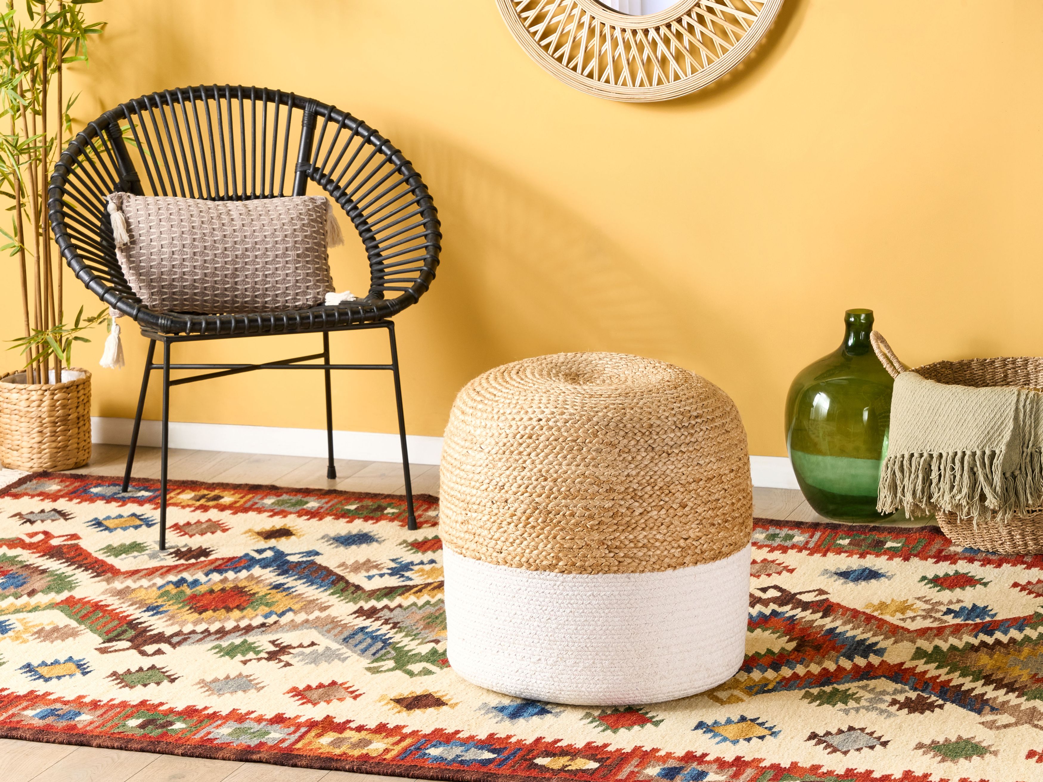 Jute Pouffe White DALAMA | Beliani.co.uk