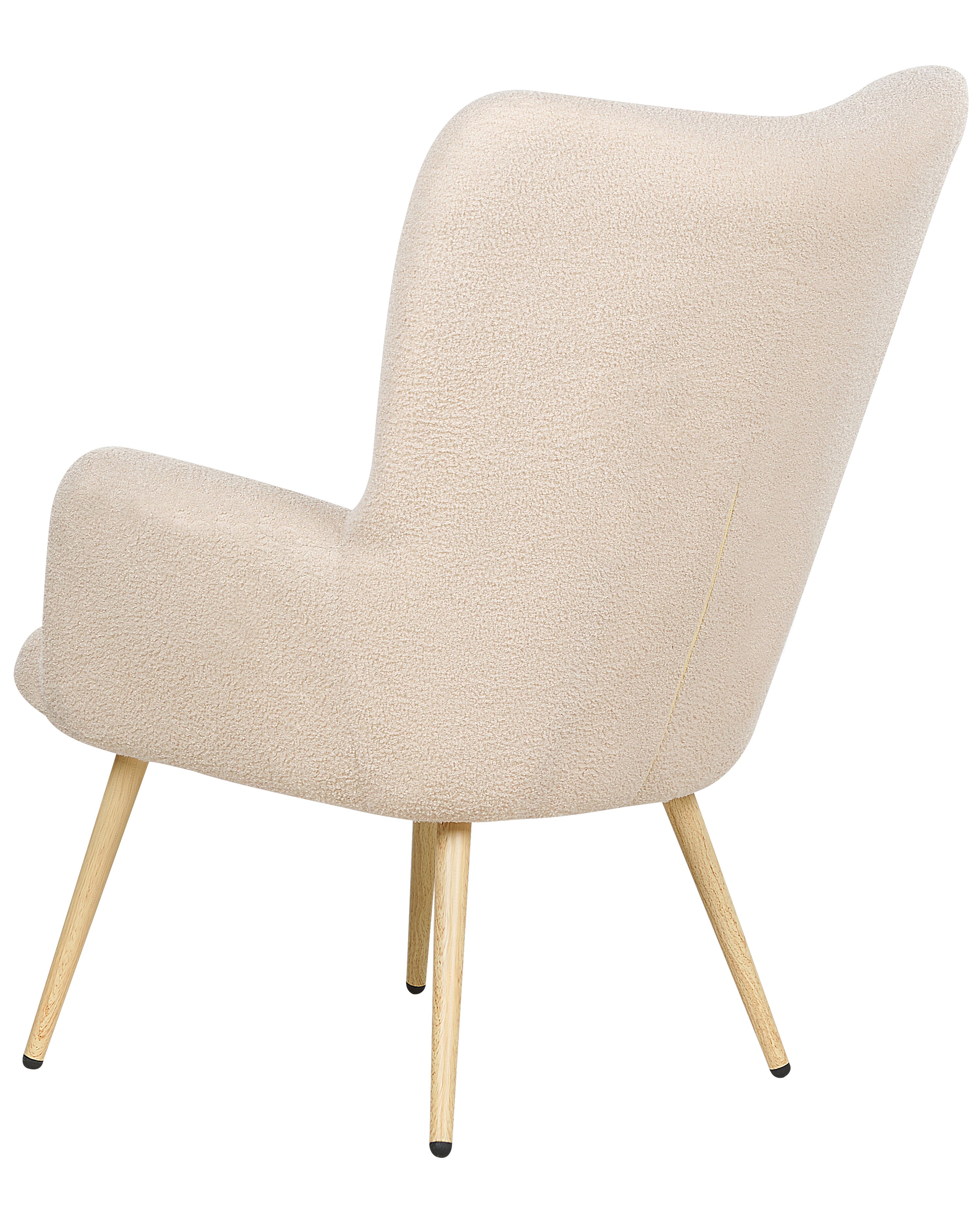 Boucle Wingback Chair with Footstool Beige VEJLE II | Beliani.co.uk