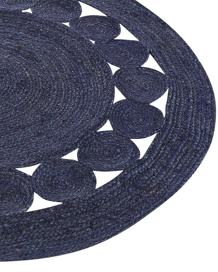 Teppe rundt jute mørkeblå ø 120 cm KOYUNLU | Beliani.no