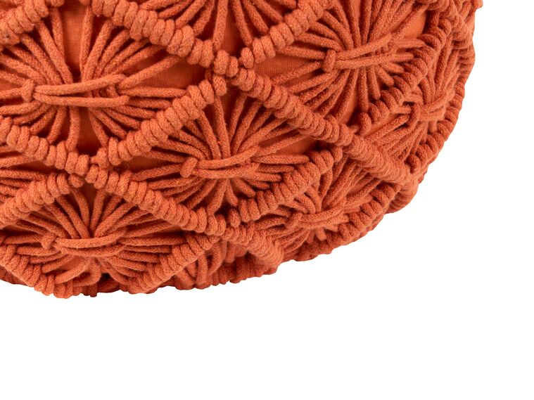 Cotton Macrame Pouffe Orange BERKANE | Beliani.co.uk