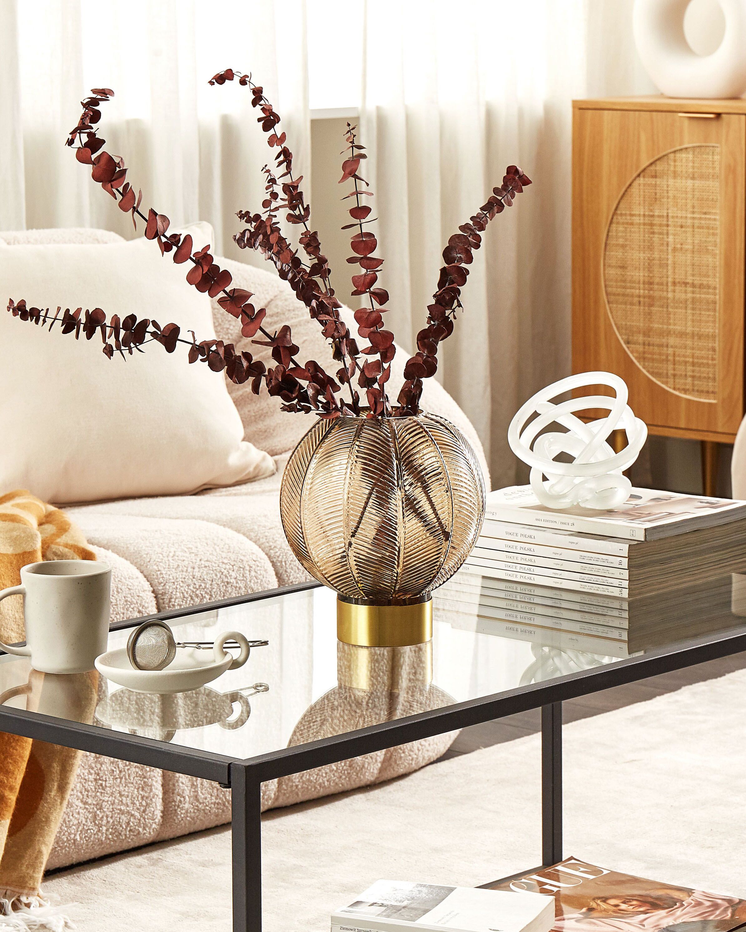 Blumenvase Glas braun / gold 24 cm FELLI | Beliani.de