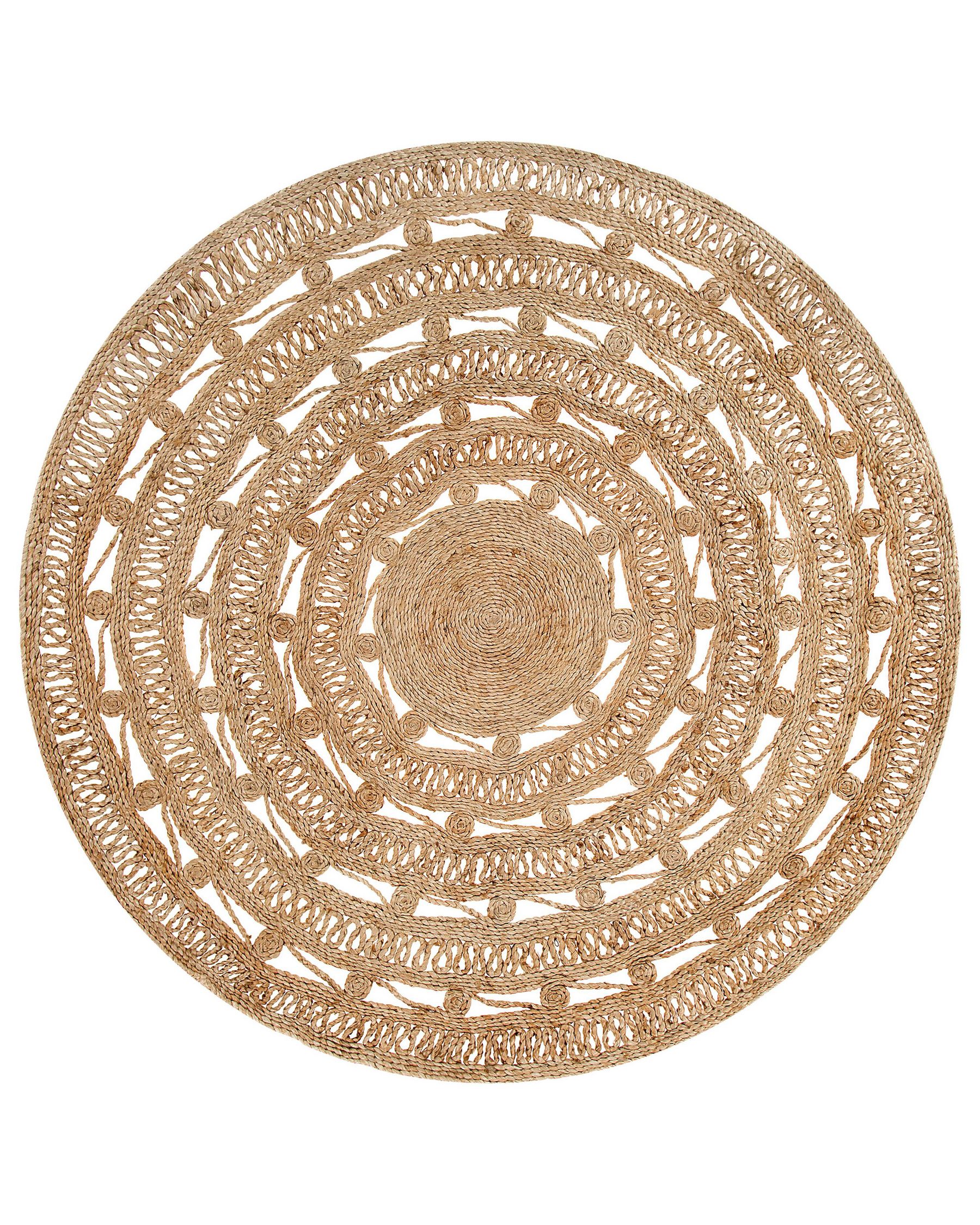 Tapis rond 140 cm en jute beige KERER | Beliani.fr