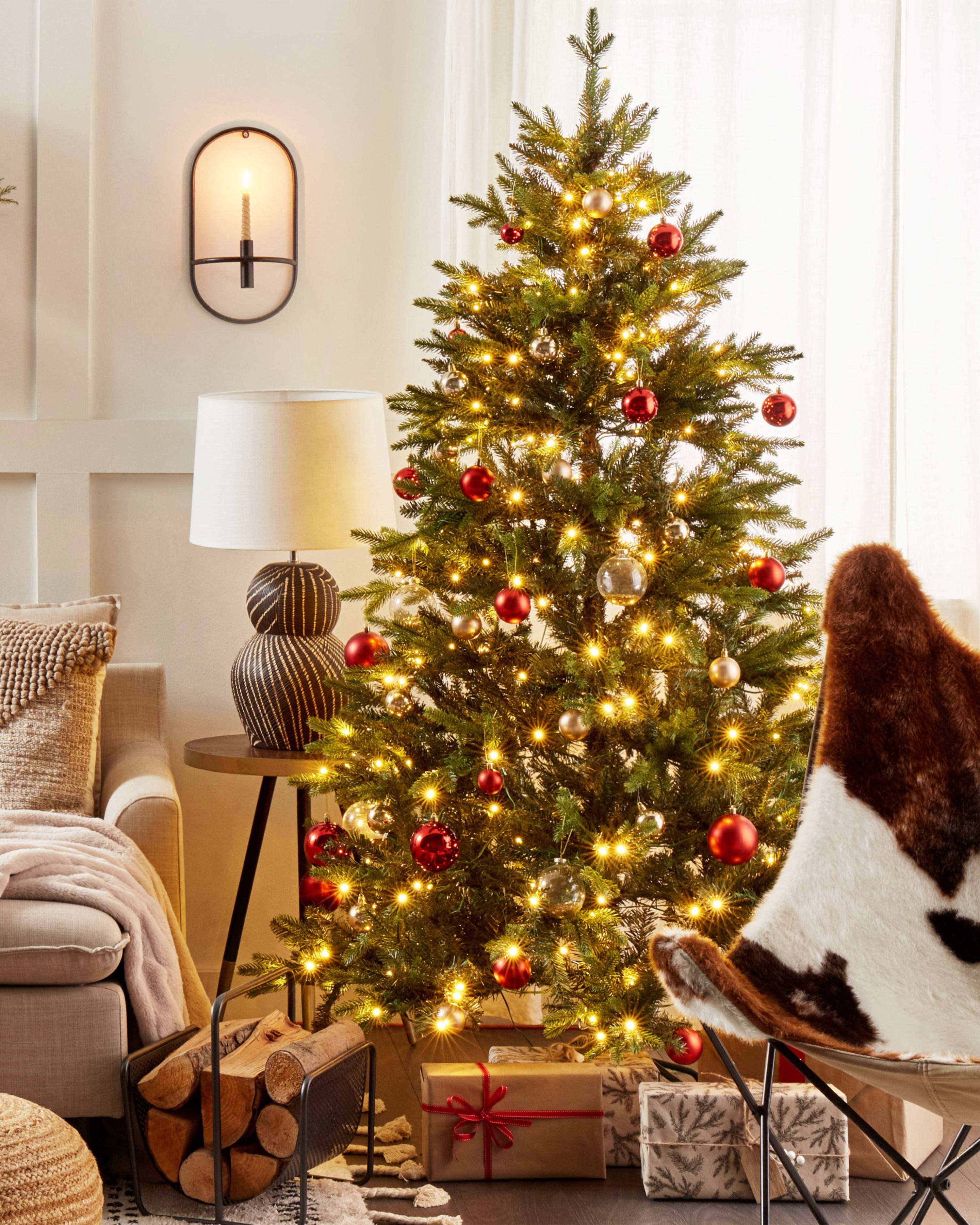 Künstlicher Weihnachtsbaum mit LED Beleuchtung 210 cm grün FIDDLE ...