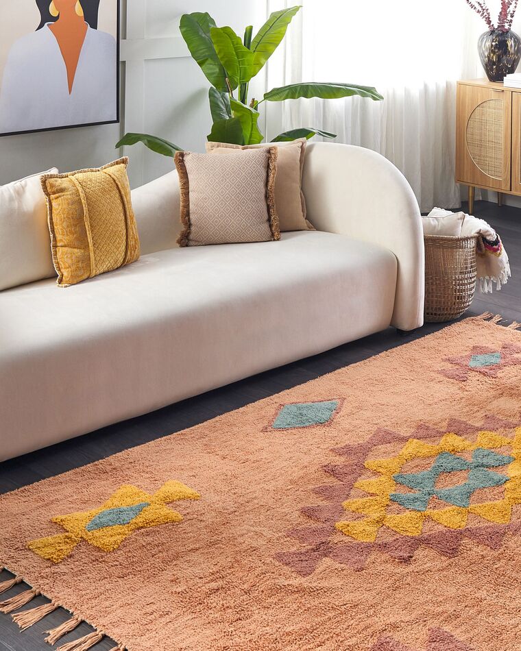 Gulvteppe bomull 140 x 200 cm oransje IGDIR | Beliani.no