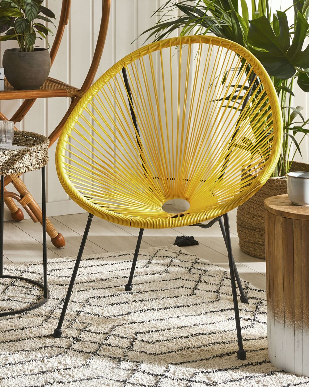 PE Rattan Accent Chair Yellow ACAPULCO II | Beliani.co.uk