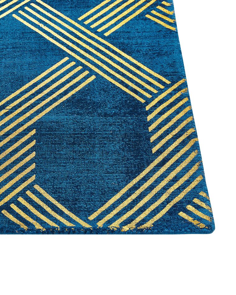 Viscose Rug 140 x 200 cm Blue VEKSE | Beliani.co.uk