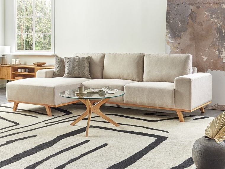 3-Sitzer Ecksofa beige rechtsseitig NORA | Beliani.ch