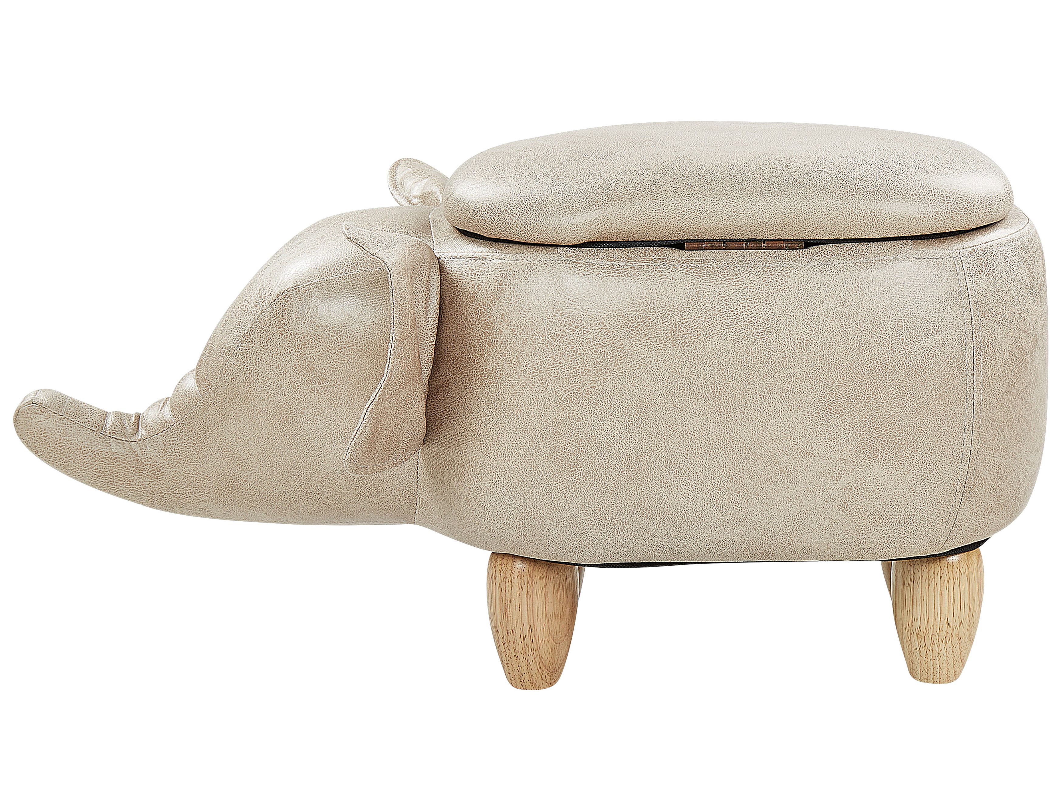 Faux Leather Storage Animal Stool Taupe ELEPHANT | Beliani.co.uk