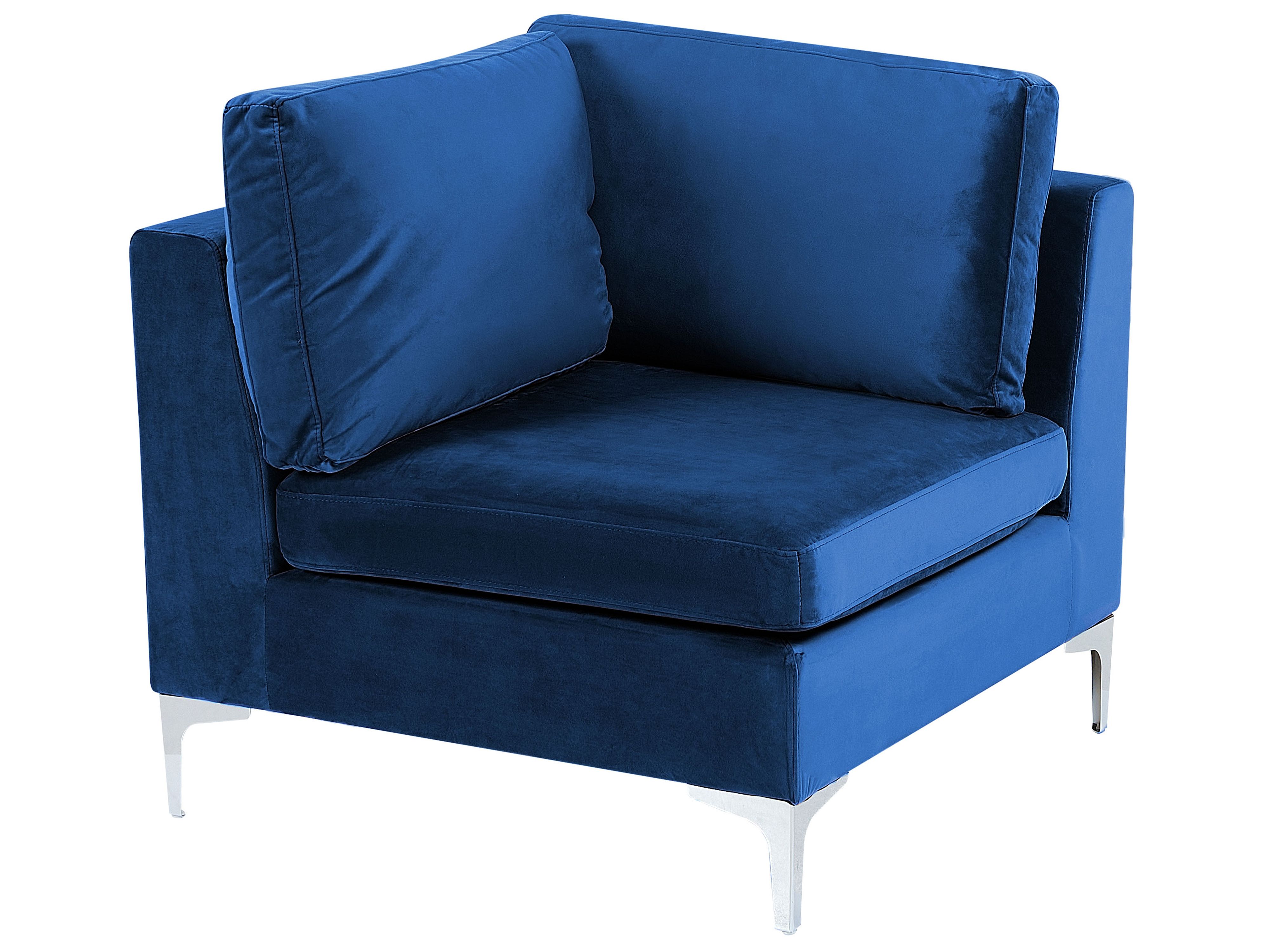 6 Seater U-Shaped Modular Velvet Sofa Blue EVJA | Beliani.co.uk