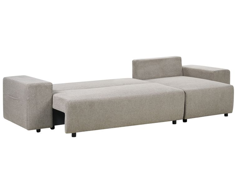 3-Sitzer Ecksofa taupe linksseitig mit Schlaffunktion Stauraum LUSPA ...
