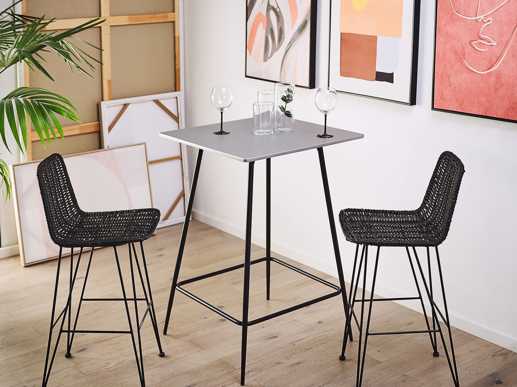 Barstol 2 st rotting svart CASSITA | Beliani.se