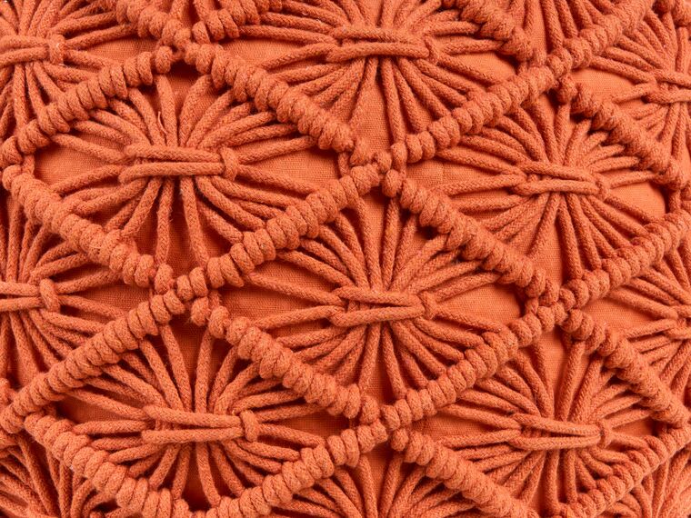 Cotton Macrame Pouffe Orange BERKANE | Beliani.co.uk