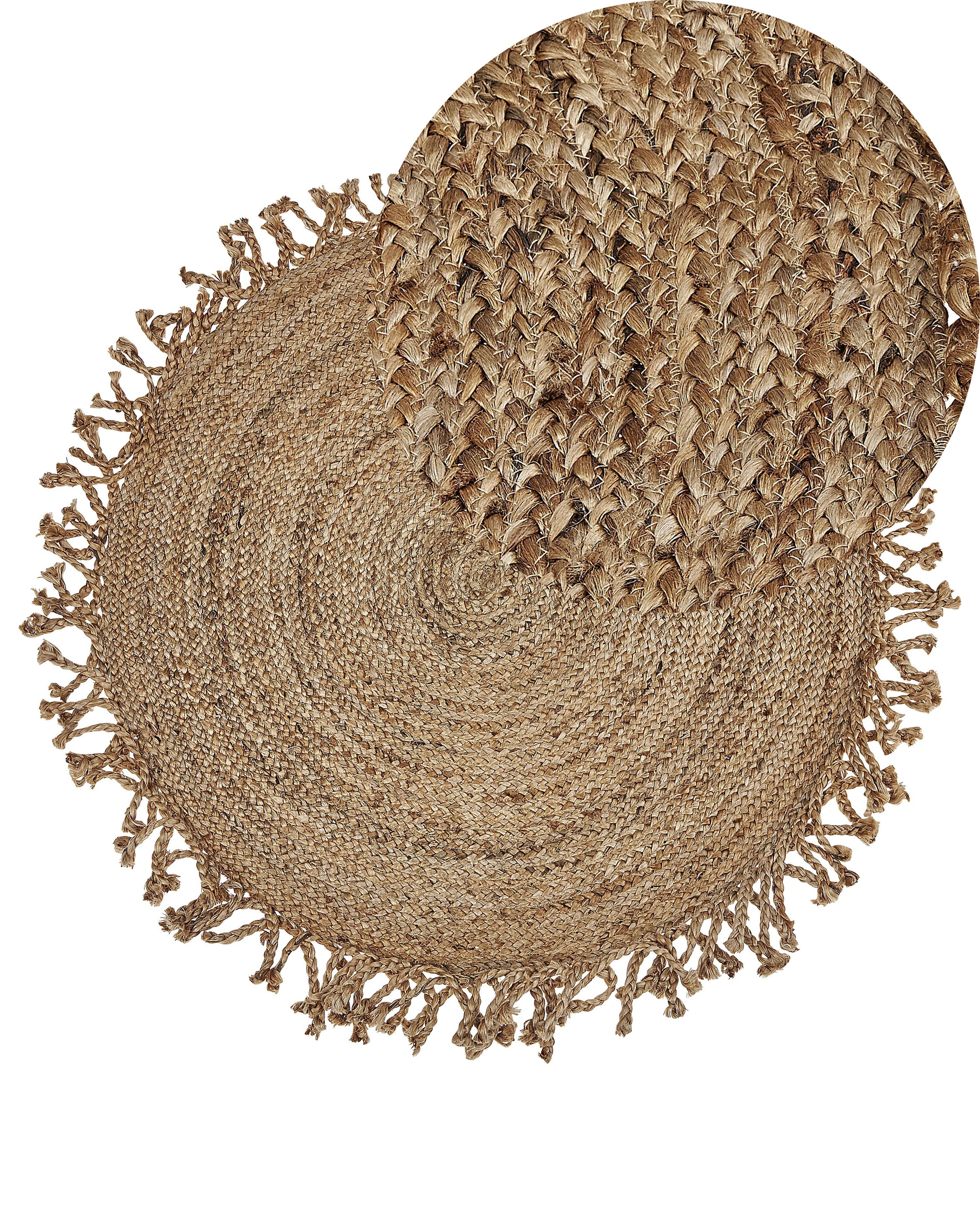 Round Jute Area Rug ⌀ 120 cm Beige ZONGULDAK | Beliani.co.uk