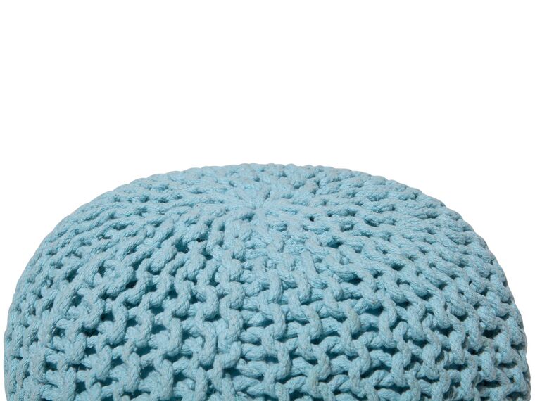 Cotton Knitted Pouffe 40 x 25 cm Light Blue CONRAD | Beliani.co.uk
