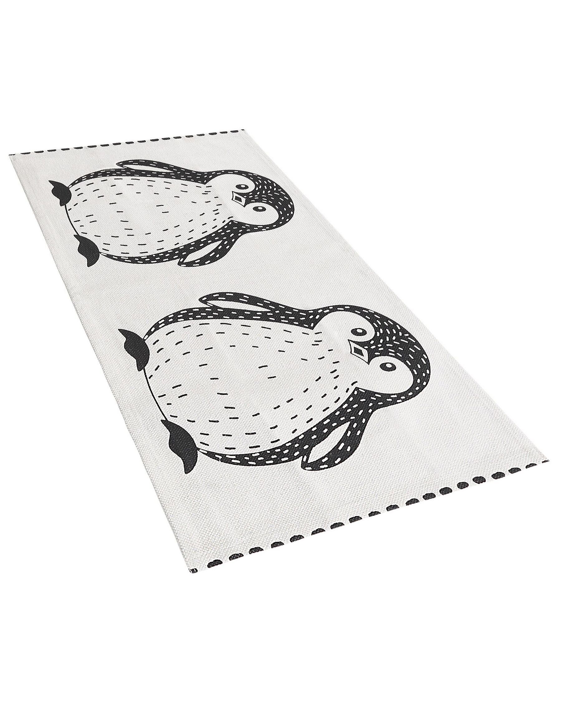 Cotton Kids Rug Penguin Print 60 x 90 cm Black and White HAJDARABAD ...