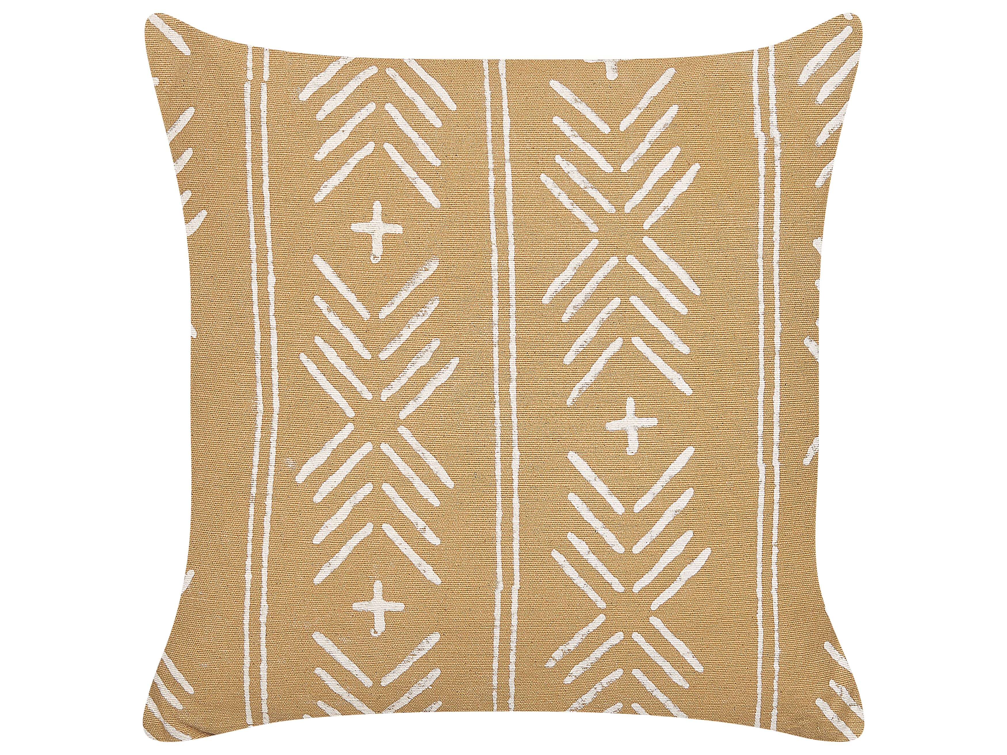 Set of 2 Cotton Cushions Geometric Pattern 45 x 45 cm Beige and White ...