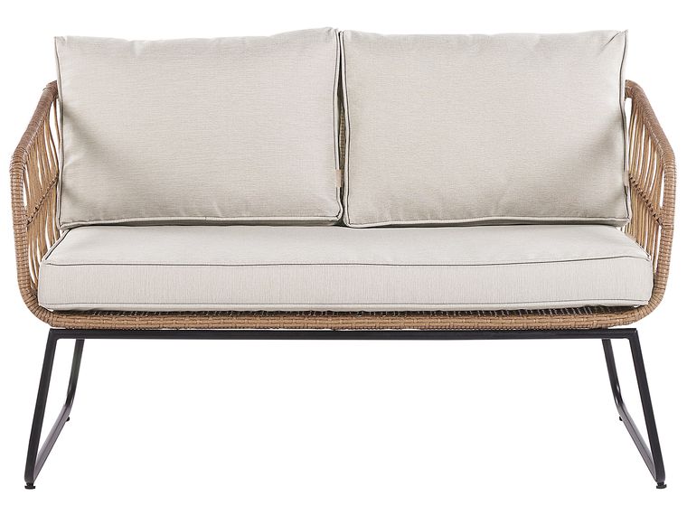 4 Seater Rattan Garden Sofa Set Beige RAVELLO | Beliani.co.uk