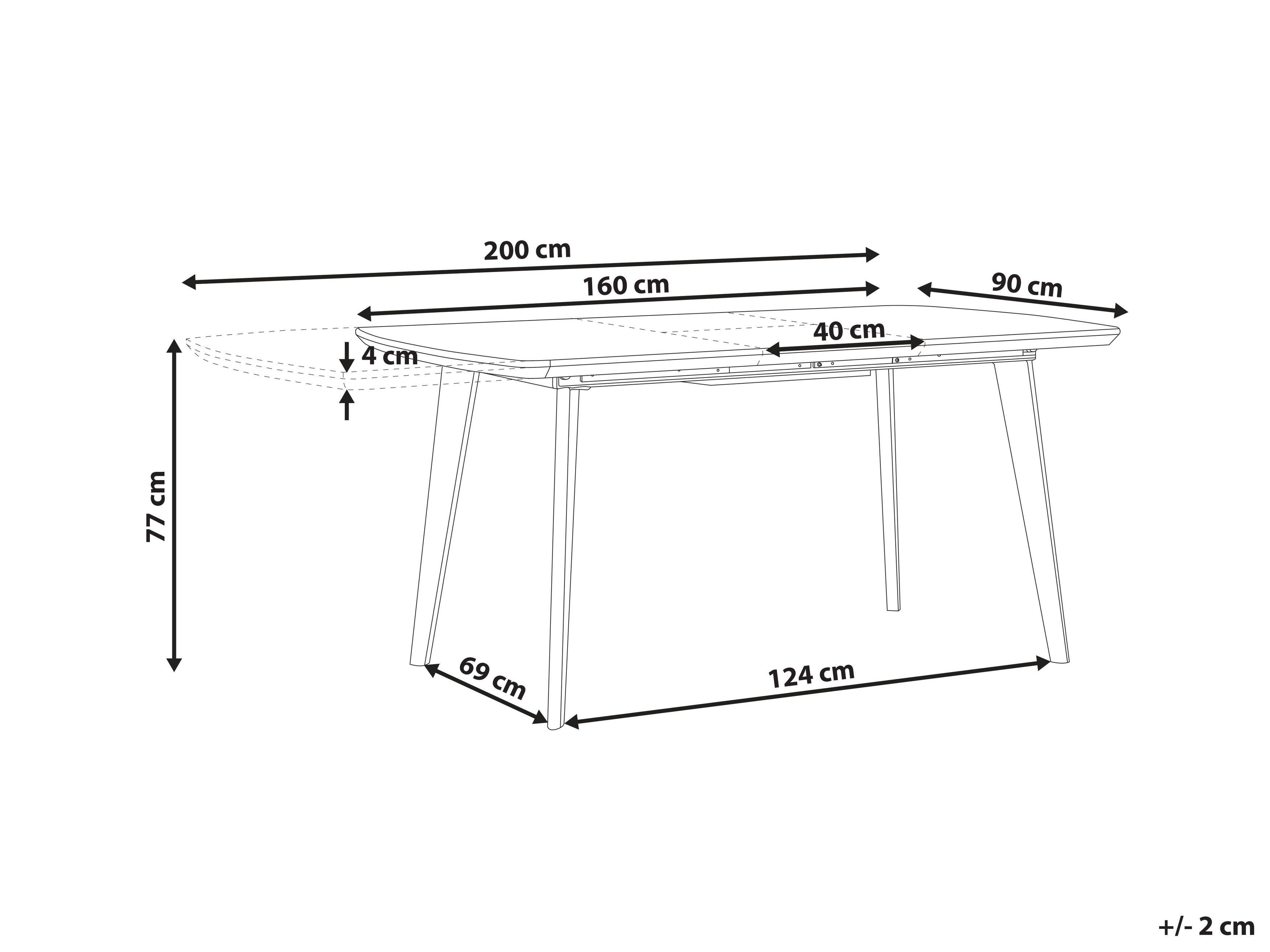 Extending Dining Table 160/200 x 90 cm Marble Effect with Black MOSBY ...