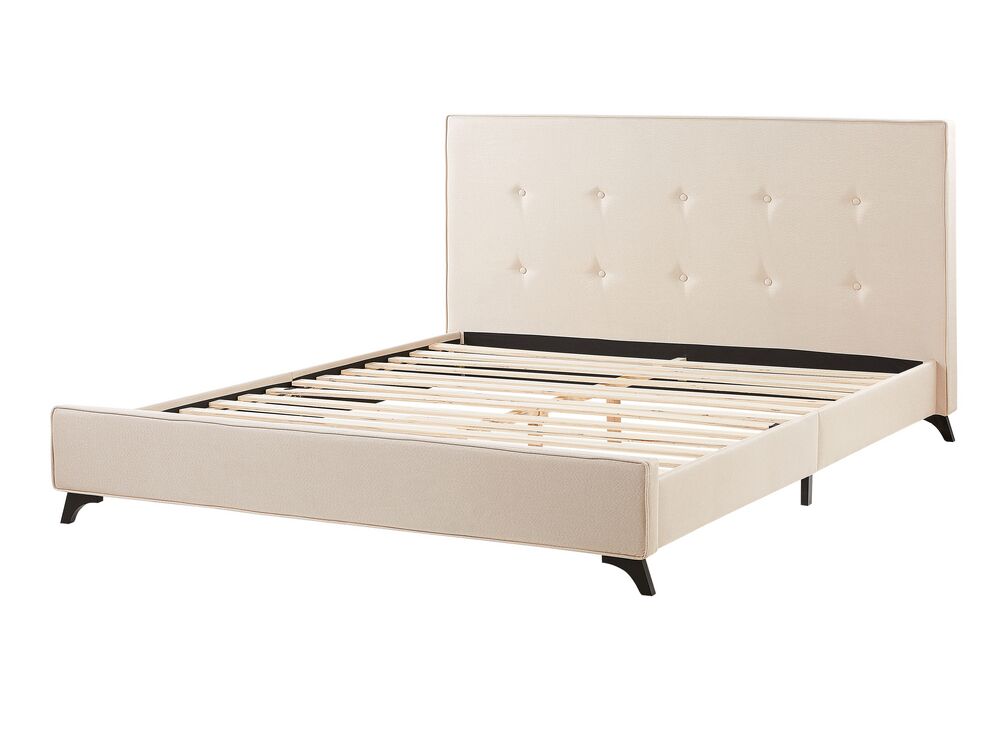 Cama tapizada beige con somier 180x200 cm AMBASSADOR | Beliani.es