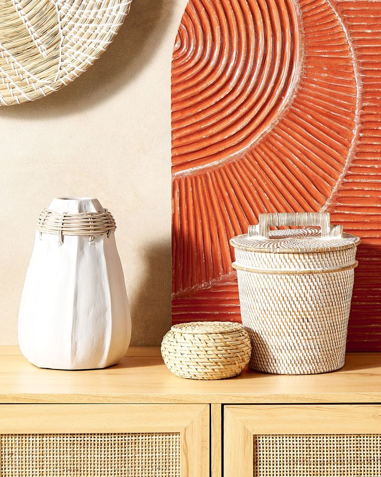 Panier en rotin blanc ⌀ 22 cm BARUMUN | Beliani.fr