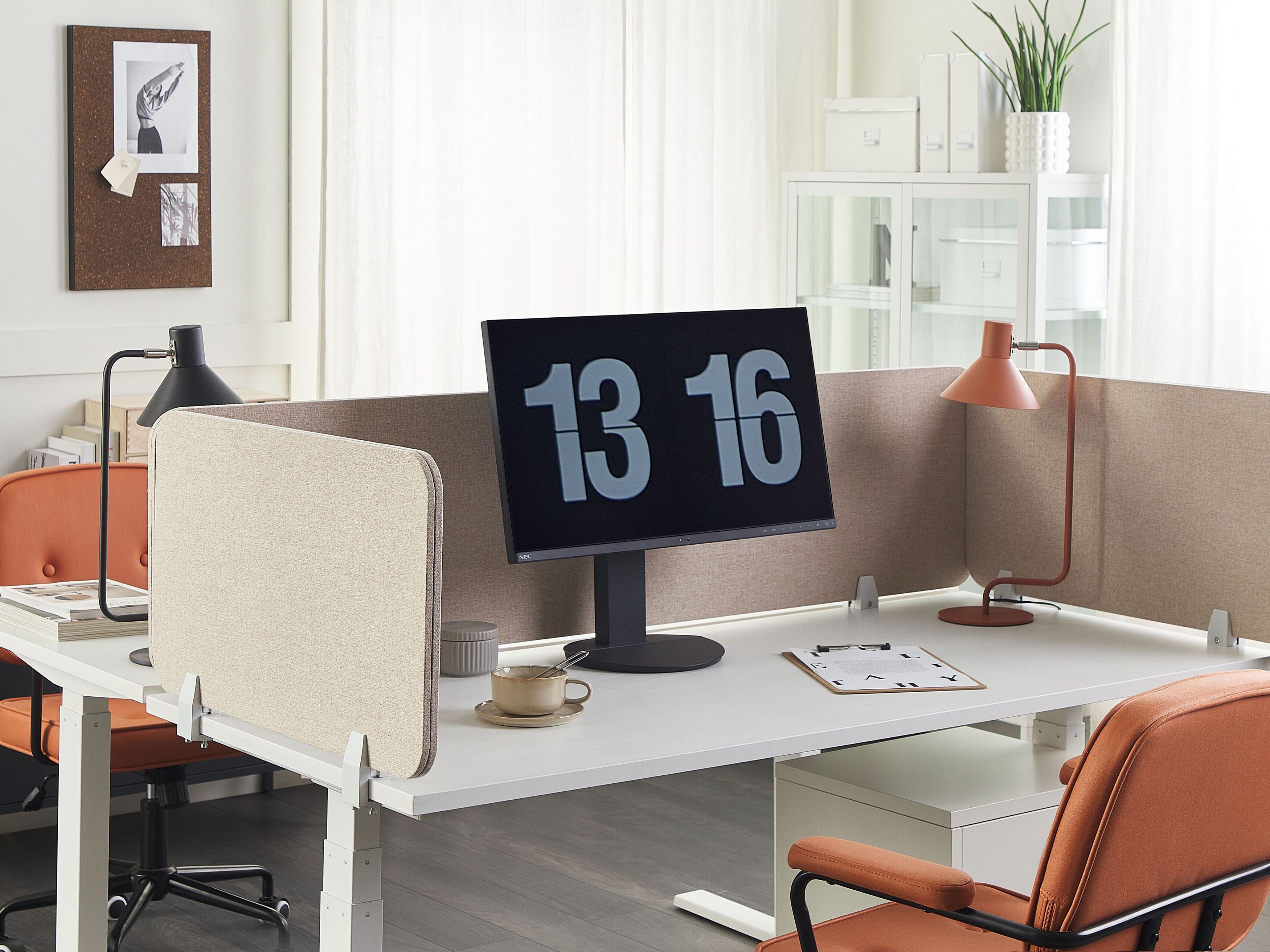 Desk Screen 80 x 40 cm Beige WALLY | Beliani.co.uk