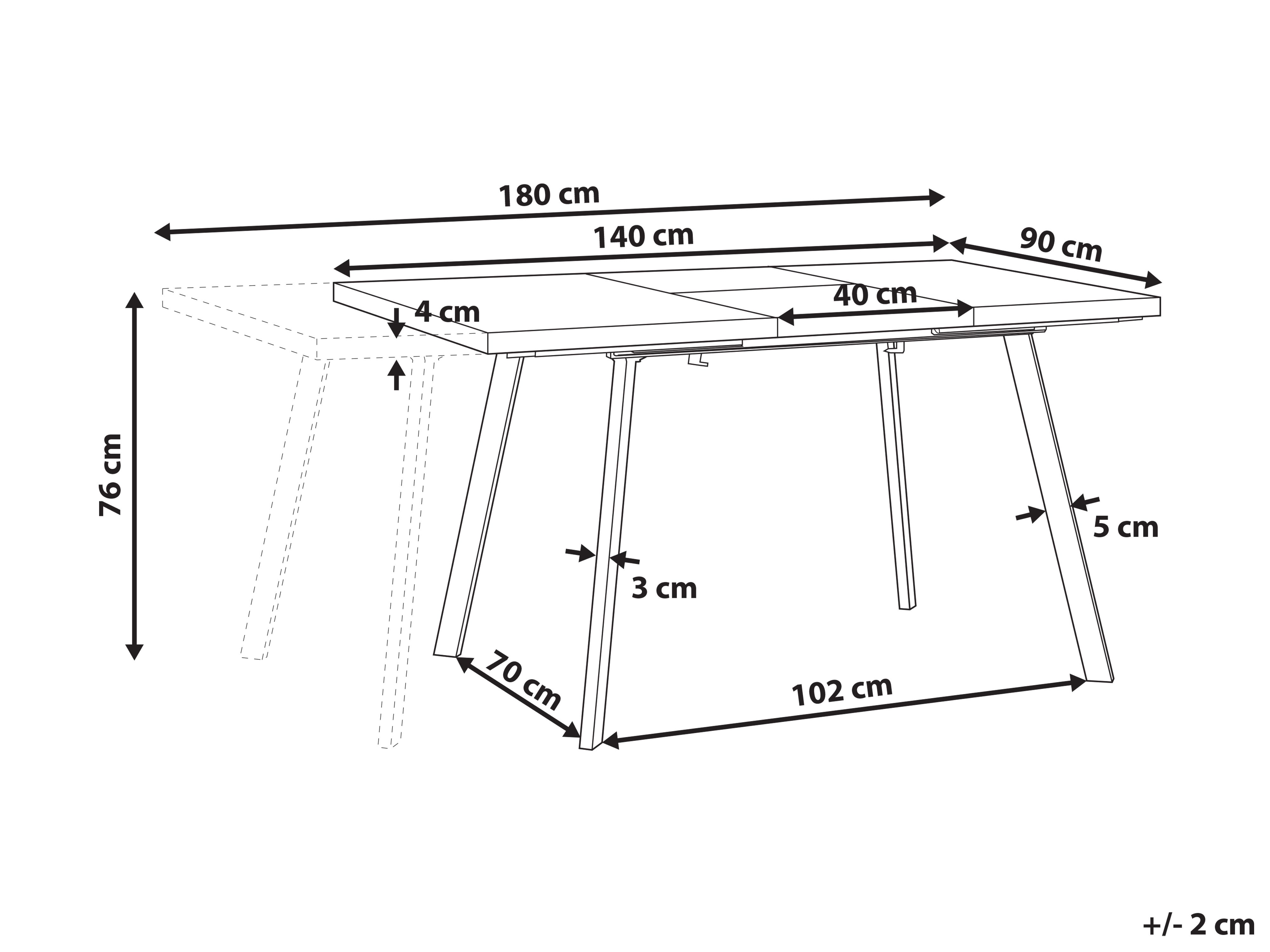 Extending Dining Table 140/180 x 90 cm Light Wood and Black HARLOW ...