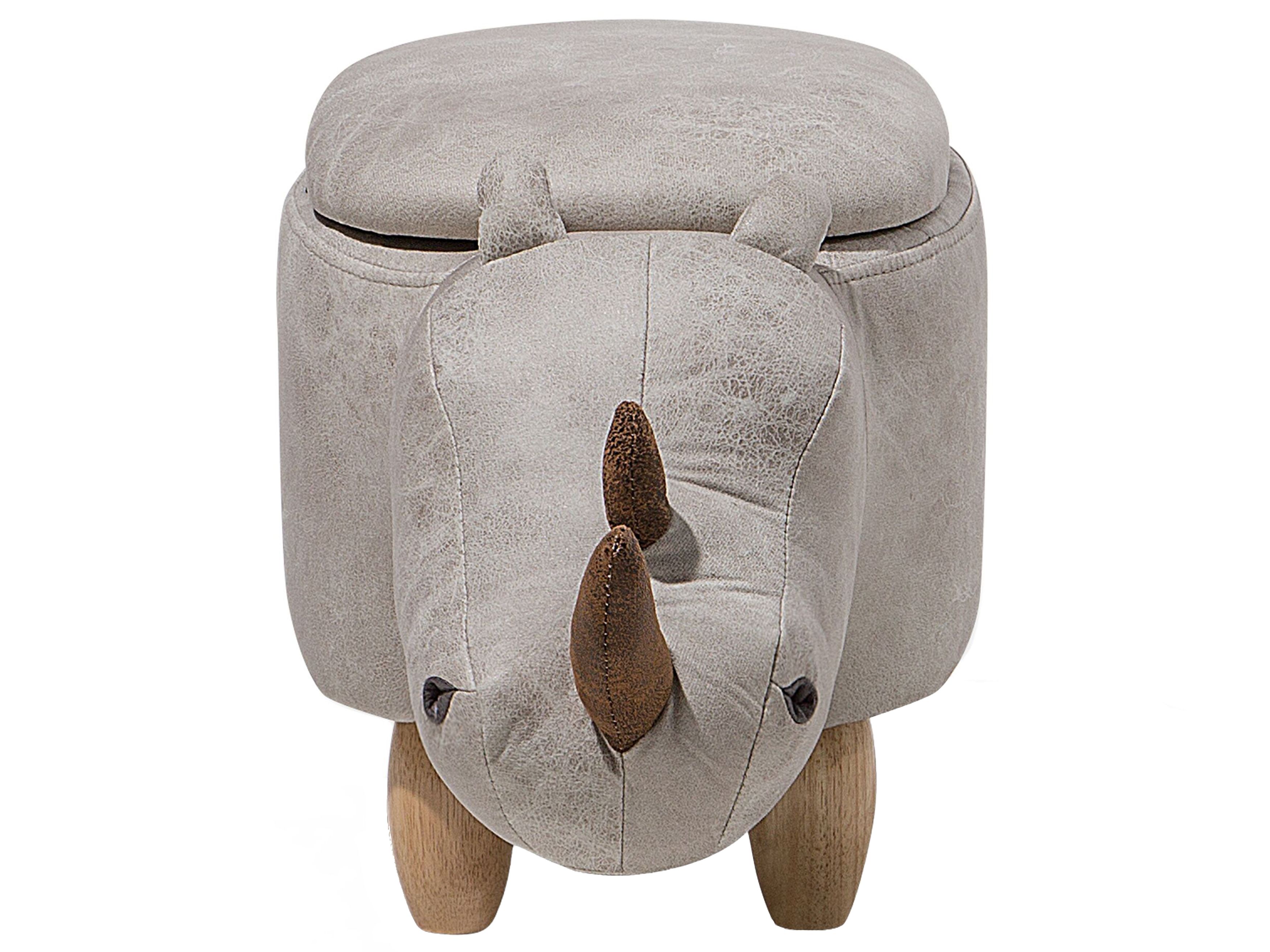 Faux Leather Storage Animal Stool Light Grey RHINO | Beliani.co.uk