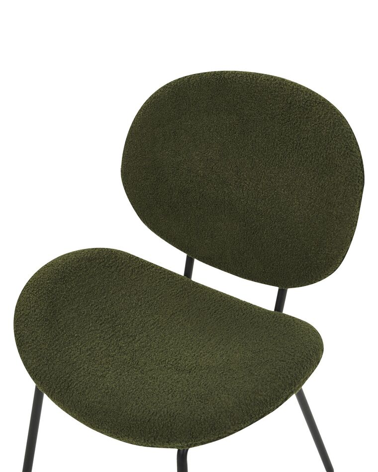 Set of 2 Boucle Dining Chairs Dark Green LUANA | Beliani.co.uk