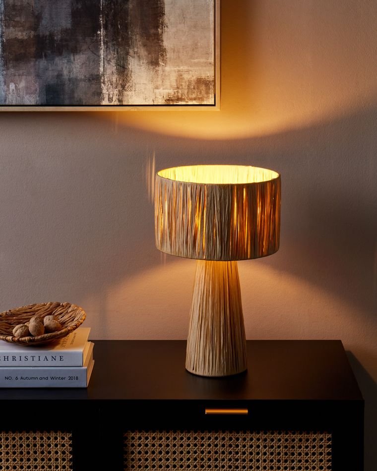 Raffia Table Lamp Natural WELMEL | Beliani.co.uk