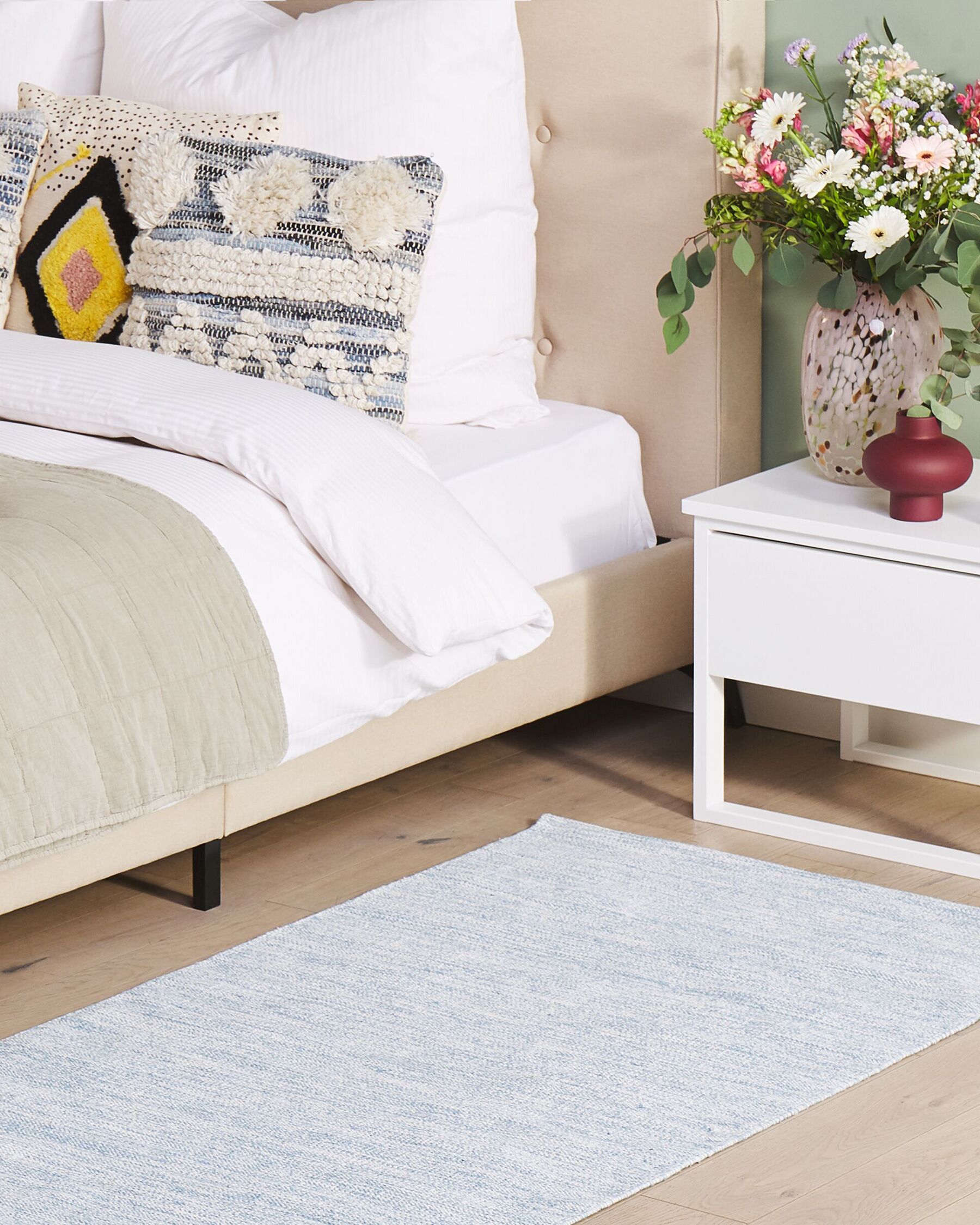 Cotton Area Rug 80 x 150 cm Light Blue DERINCE | Beliani.co.uk