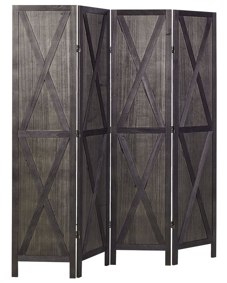 Sammenleggbar romdeler med 4 paneler 170 x 163 cm mørkebrun RIDANNA ...