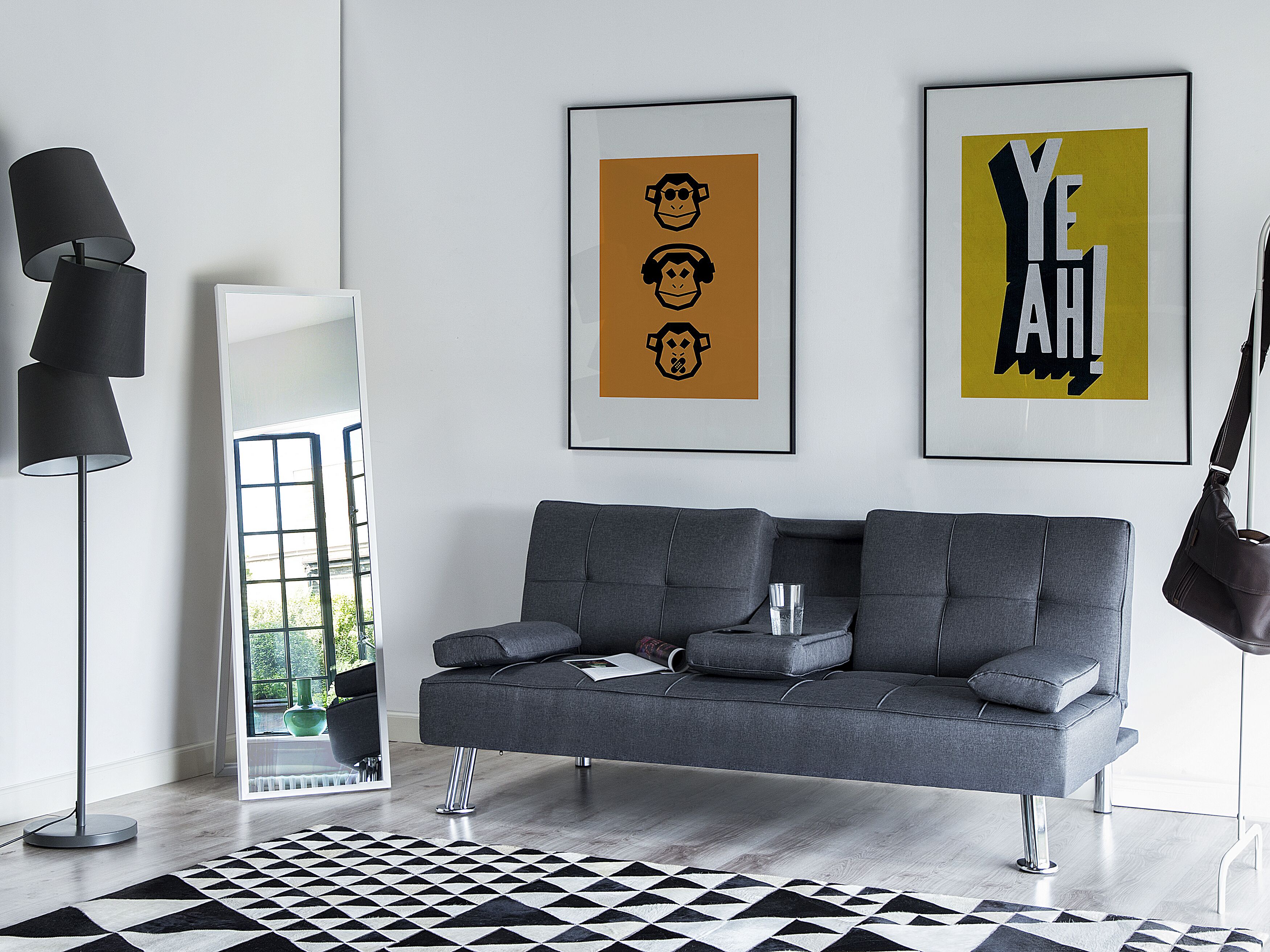 Fabric Sofa Bed Dark Grey ROXEN | Beliani.co.uk