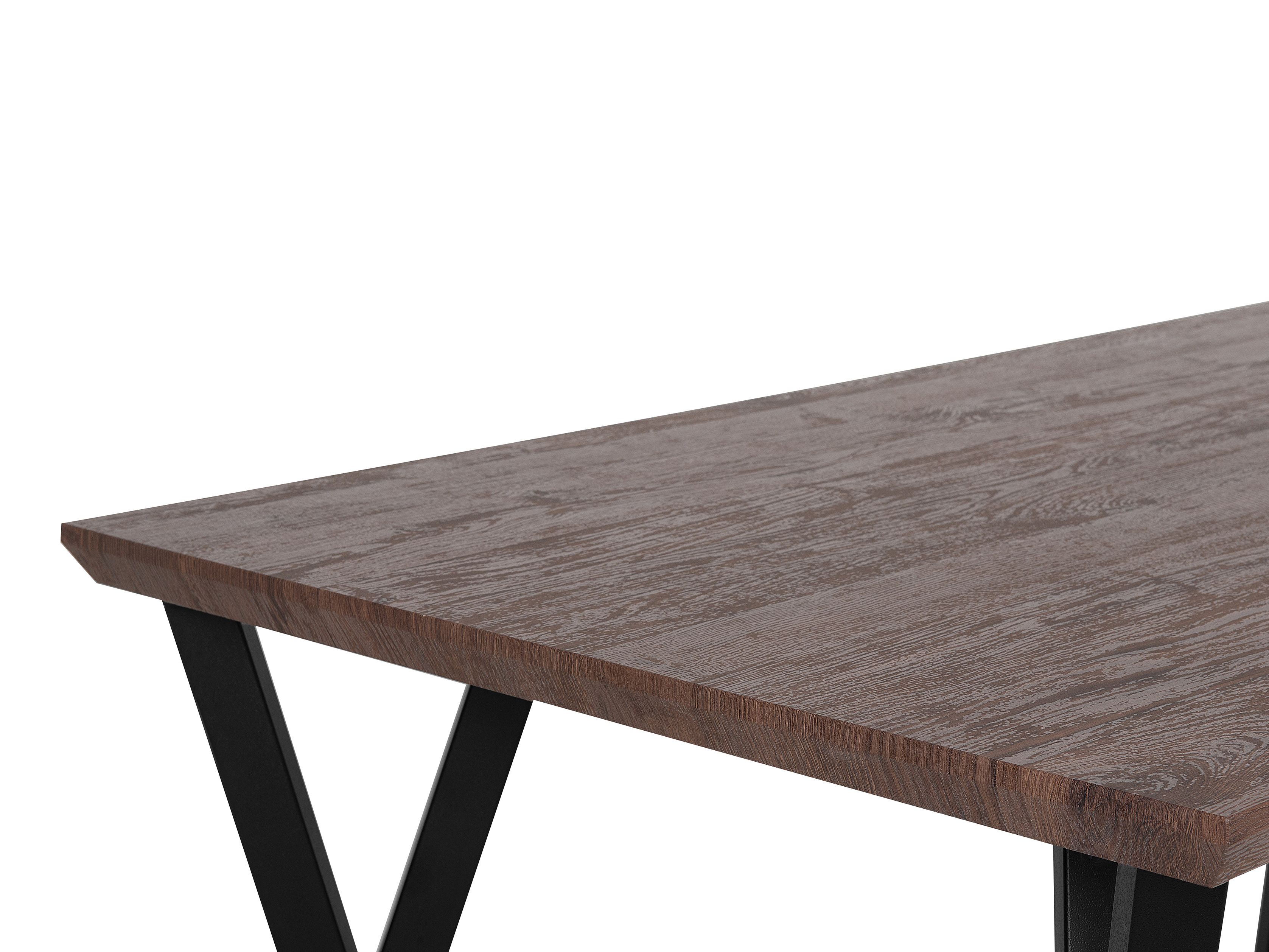 Dining Table 140 x 80 cm Dark Wood with Black BRAVO | Beliani.co.uk