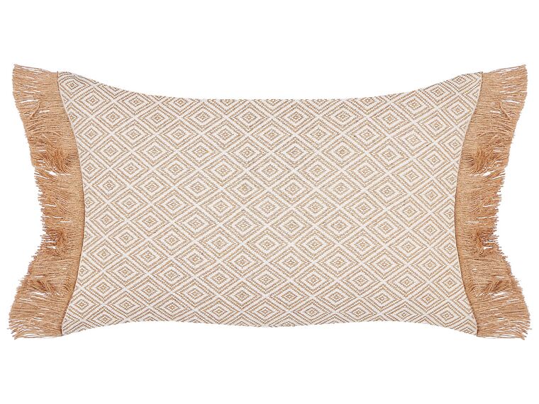 Lot de 2 coussins décoratifs avec franges 30 x 50 cm beige BOATH ...