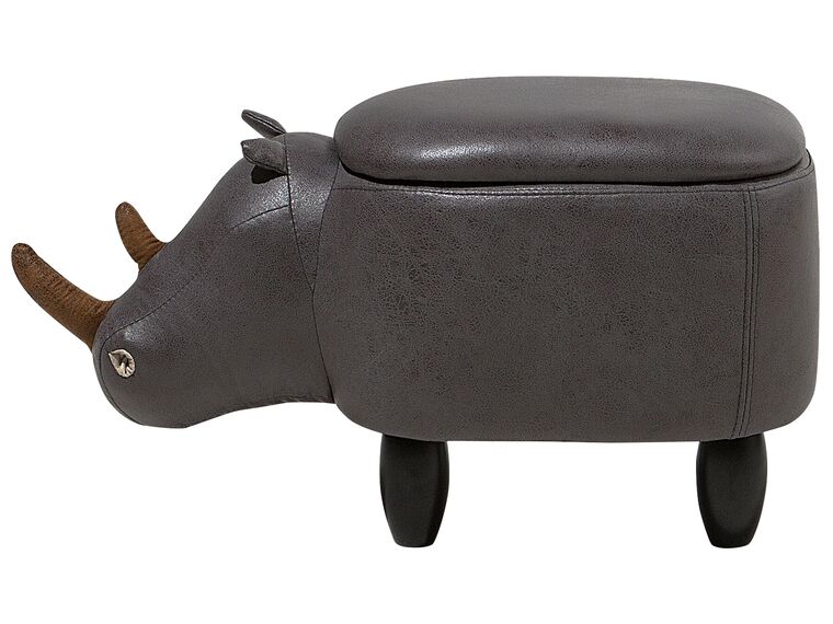 Faux Leather Storage Animal Stool Dark Grey RHINO | Beliani.co.uk