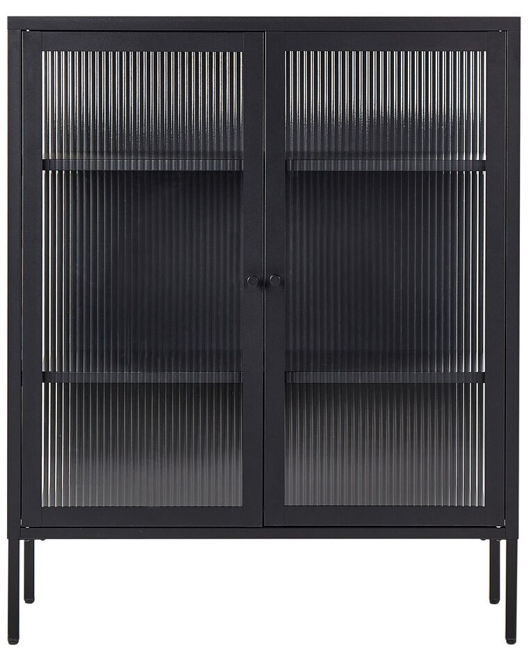 Steel Display Cabinet Black LERRYN | Beliani.co.uk